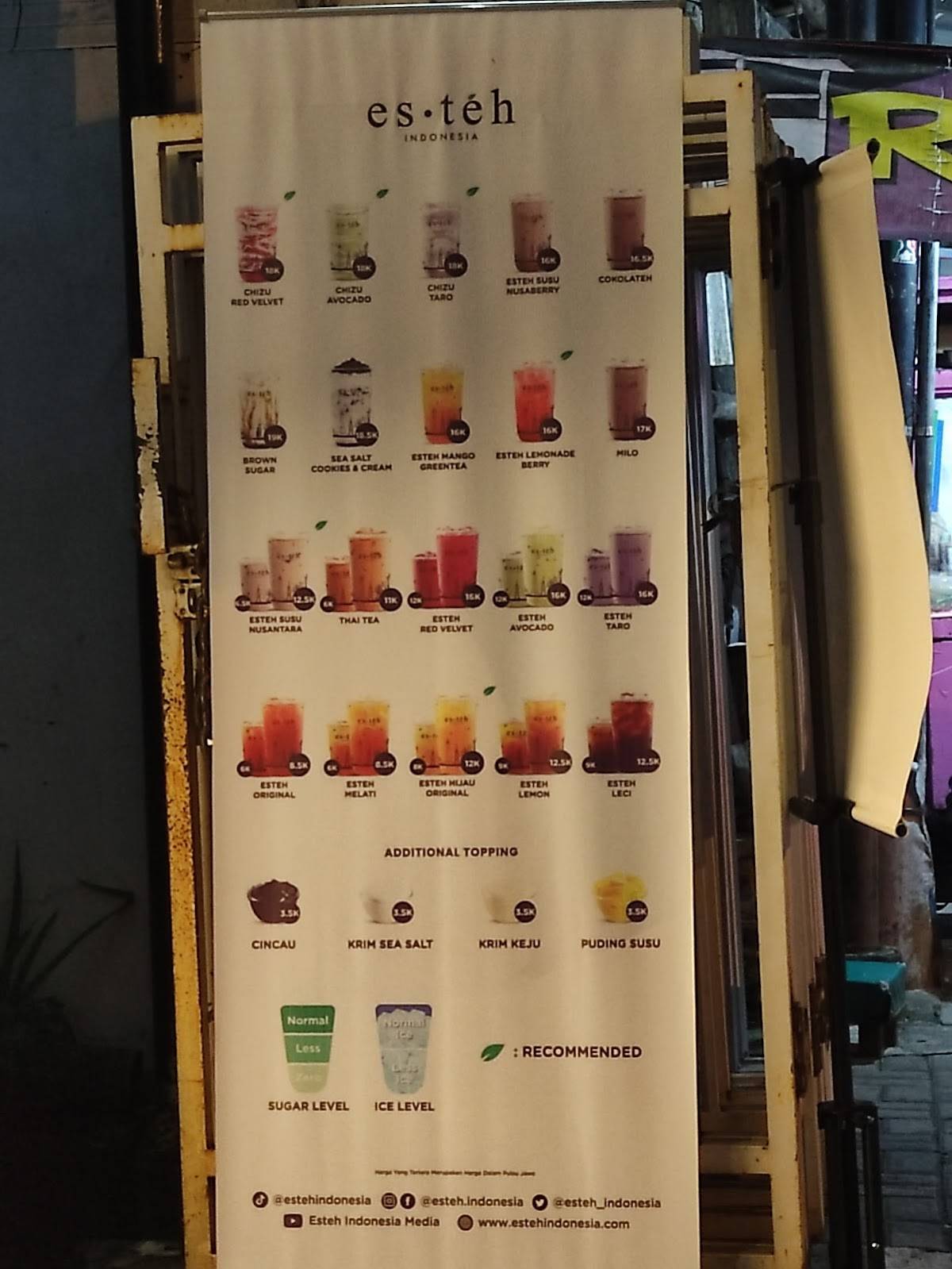 Carta de ES TEH INDONESIA, Yogyakarta