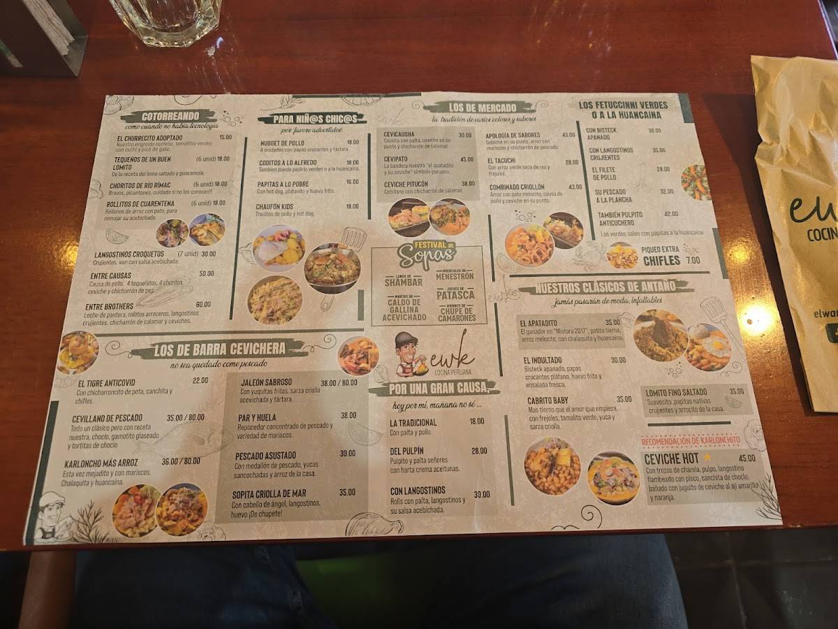 Carta del restaurante EWK - RIMAC **El Warique del Karlonchito **, Rimac