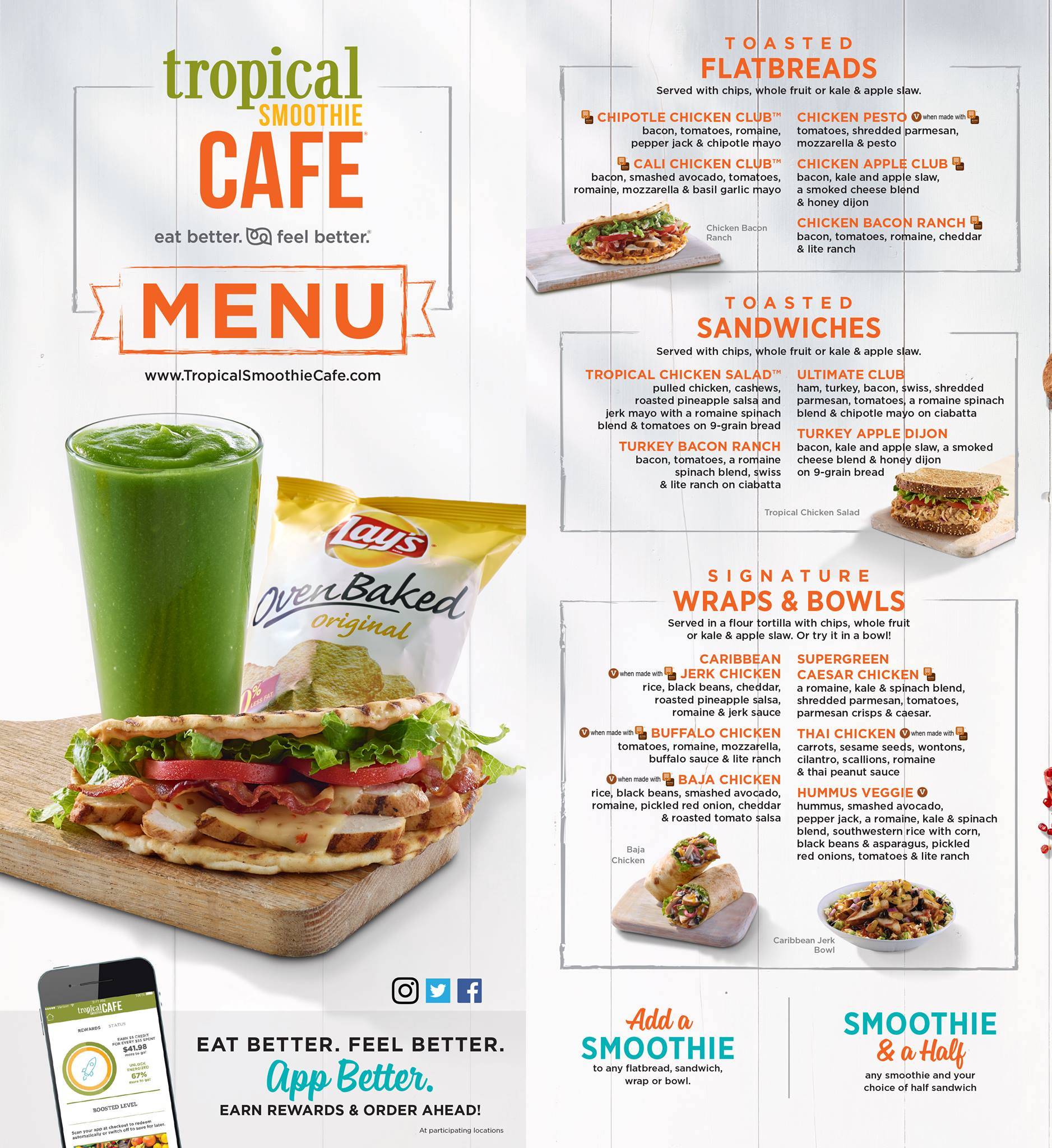 Menu at Tropical Smoothie Cafe, Massapequa Park