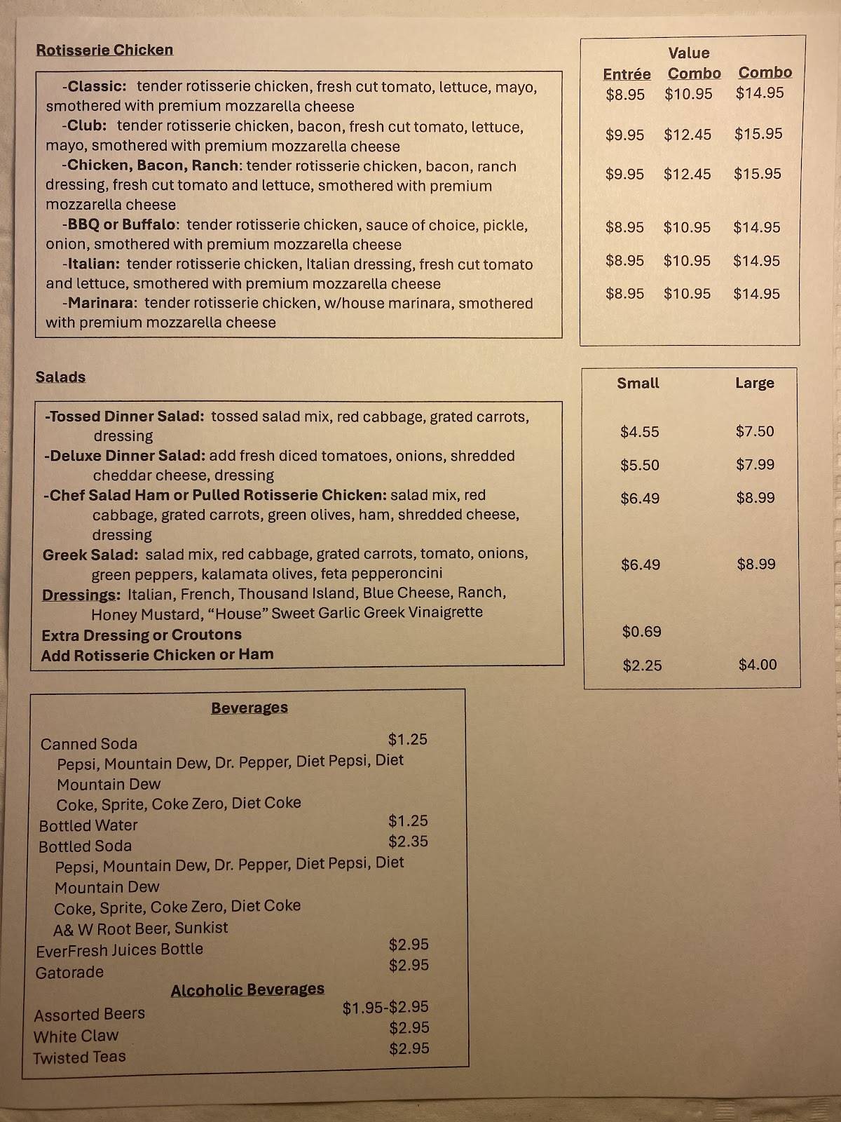 Menu at East Side Pizza pizzeria, Dayton