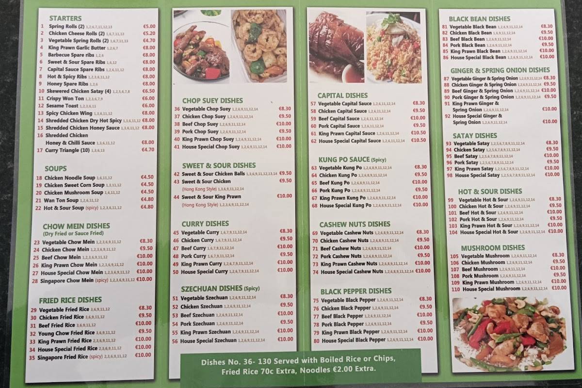 Menu at East Star restaurant, Rhode
