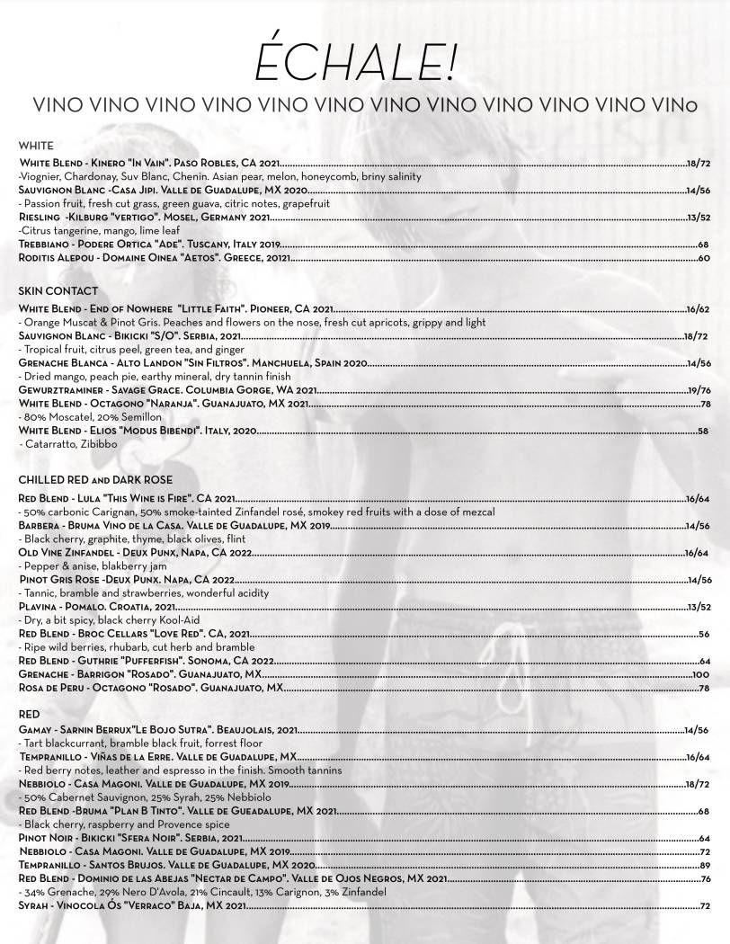 Menu at Échale pub & bar, Encinitas