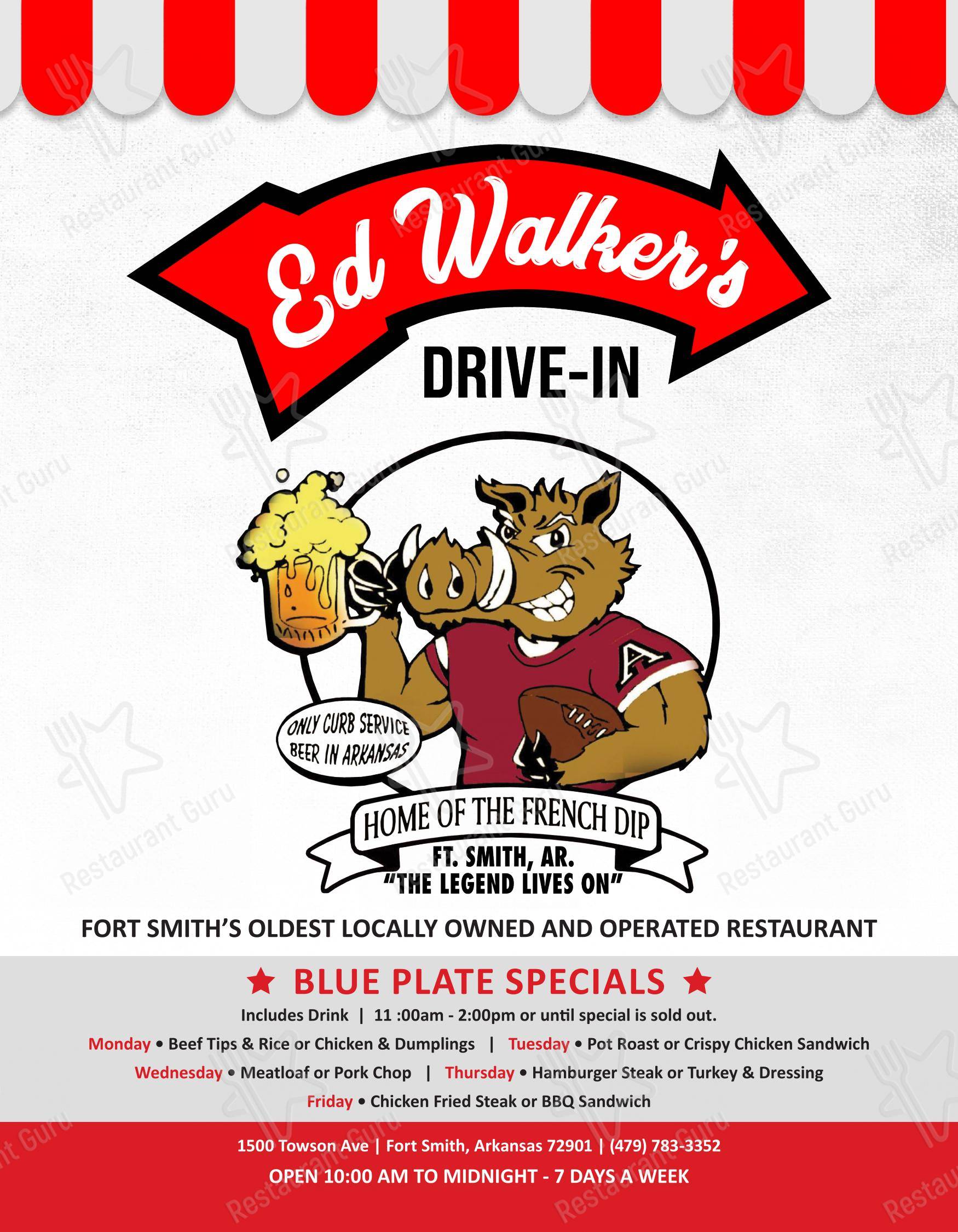Menu at Ed Walker's Drive-In & Restaurant, Fort Smith