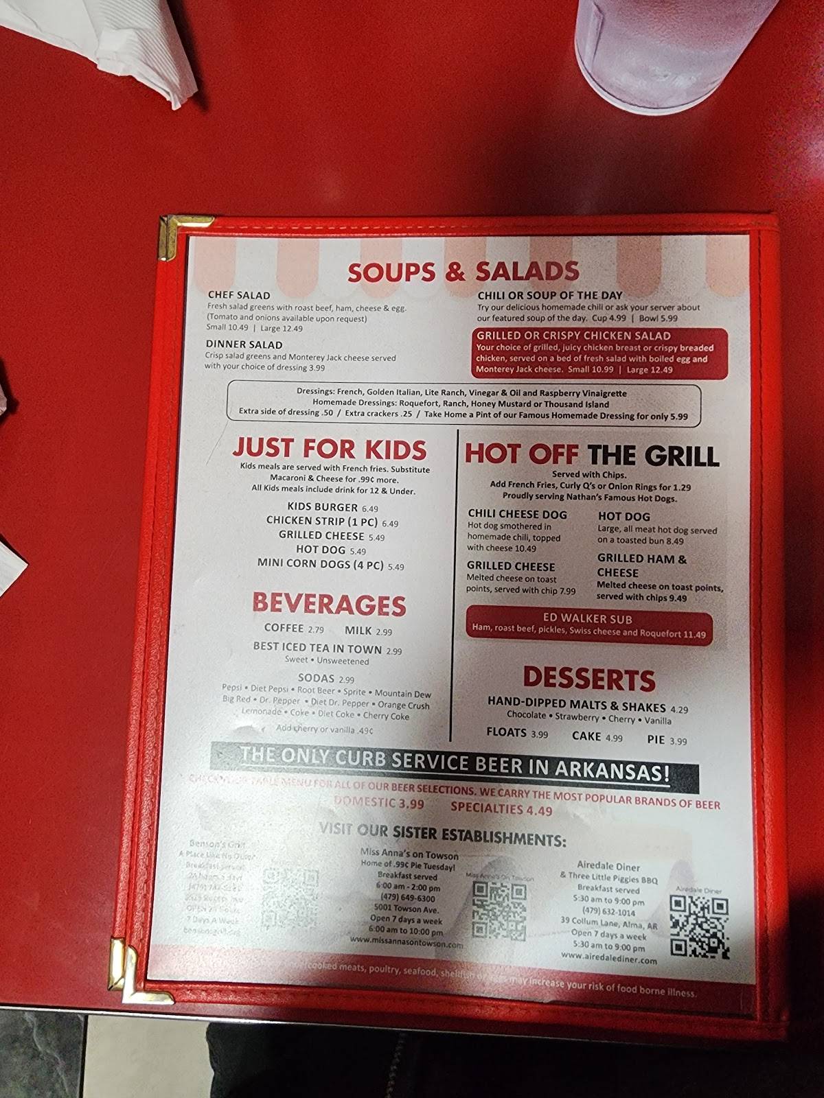 Menu at Ed Walker's Drive-In & Restaurant, Fort Smith