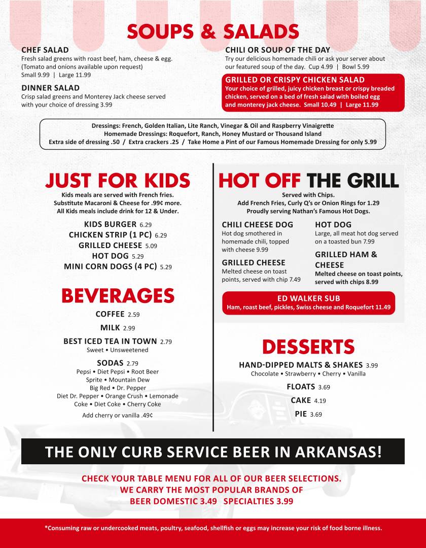 Menu at Ed Walker's Drive-In & Restaurant, Fort Smith