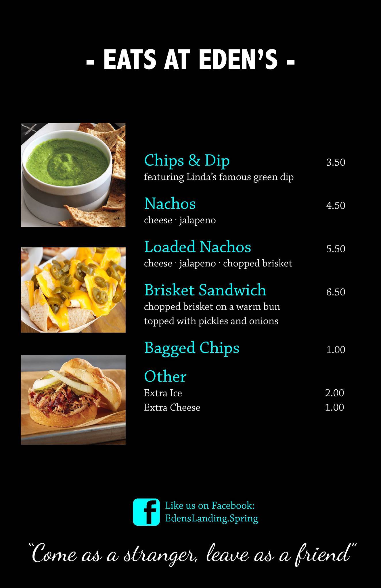 Menu at Eden's Landing pub & bar, Spring