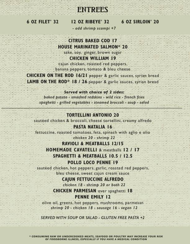 Menu at Edwards Restaurant, New Castle