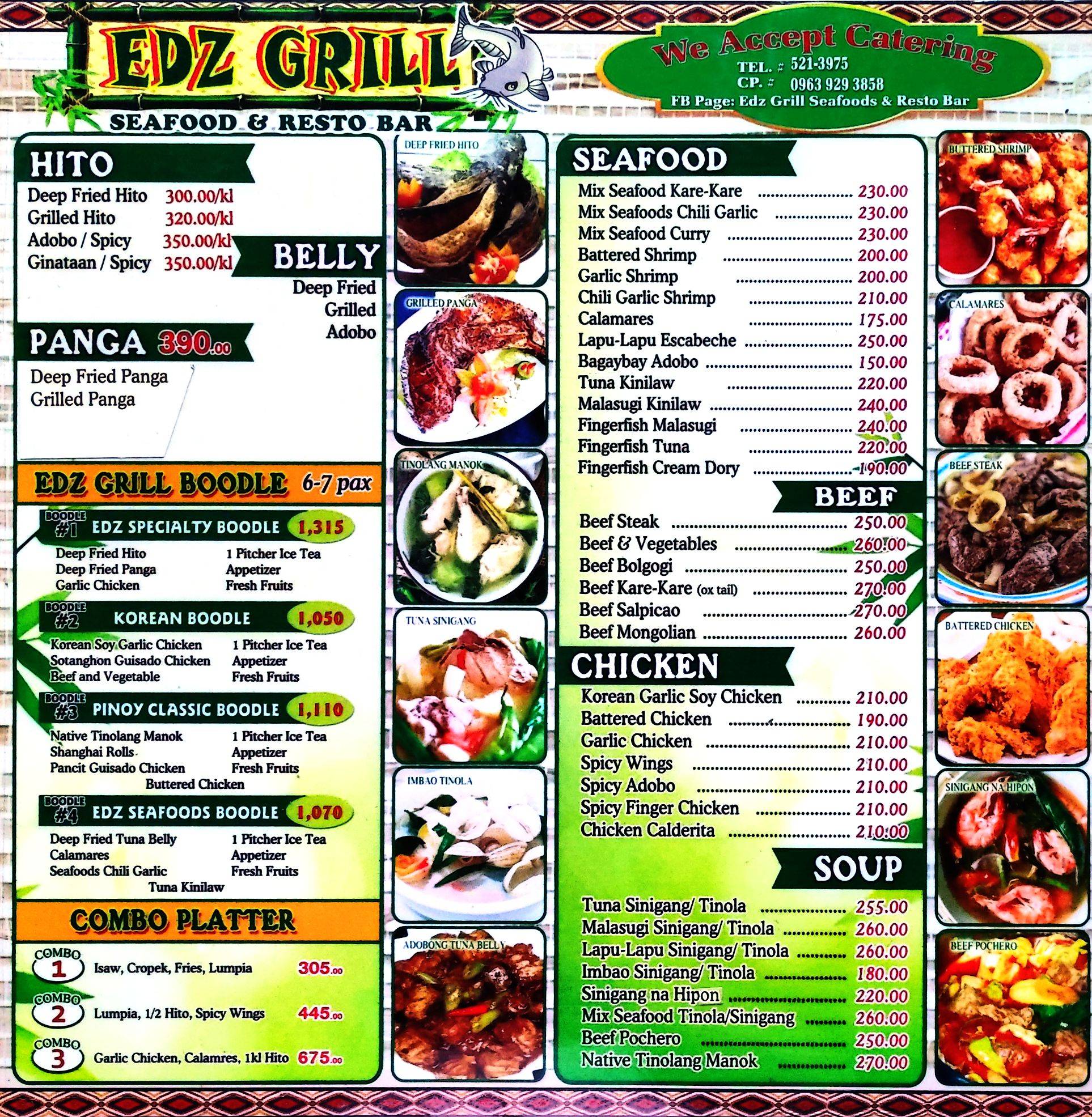 Menu at Edz Grill Seafoods & Restobar, Kidapawan City
