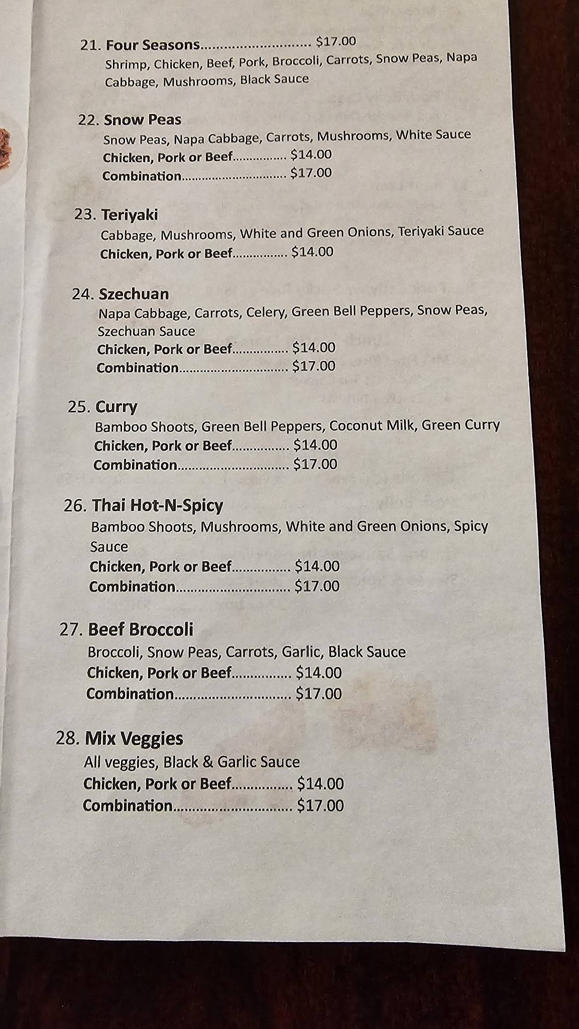 Menu at Egg Roll Express restaurant, Eau Claire