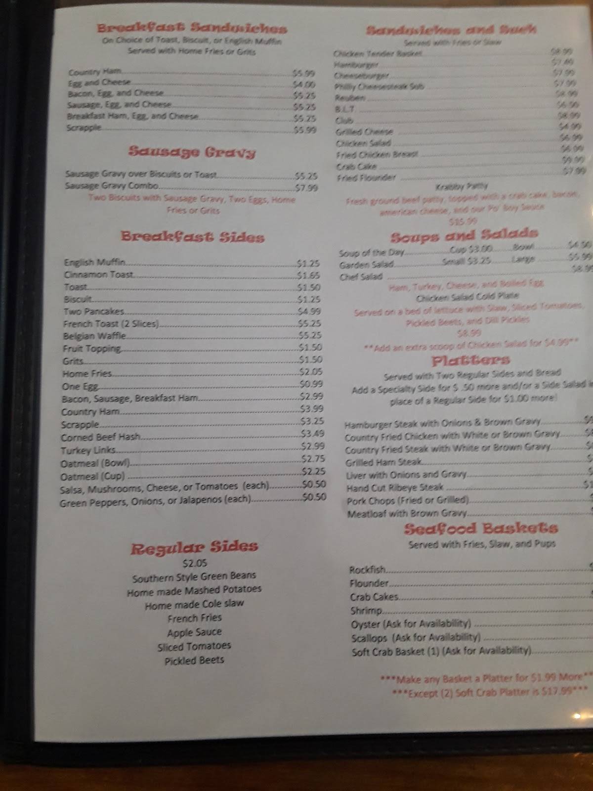 Menu at Eggheads Diner restaurant, Gloucester Point