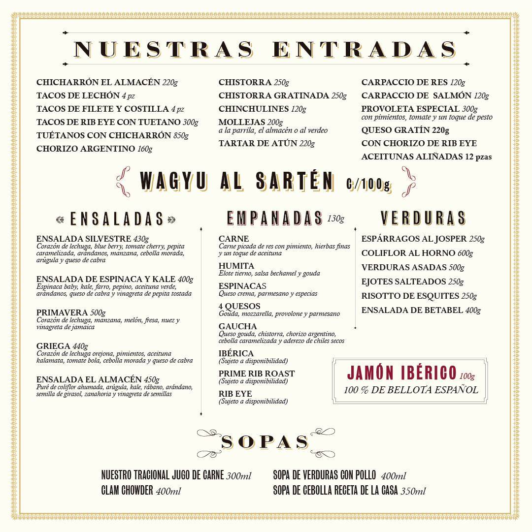Carta del restaurante El Almacén del Bife, Zapopan, Blvrd Puerta del ...
