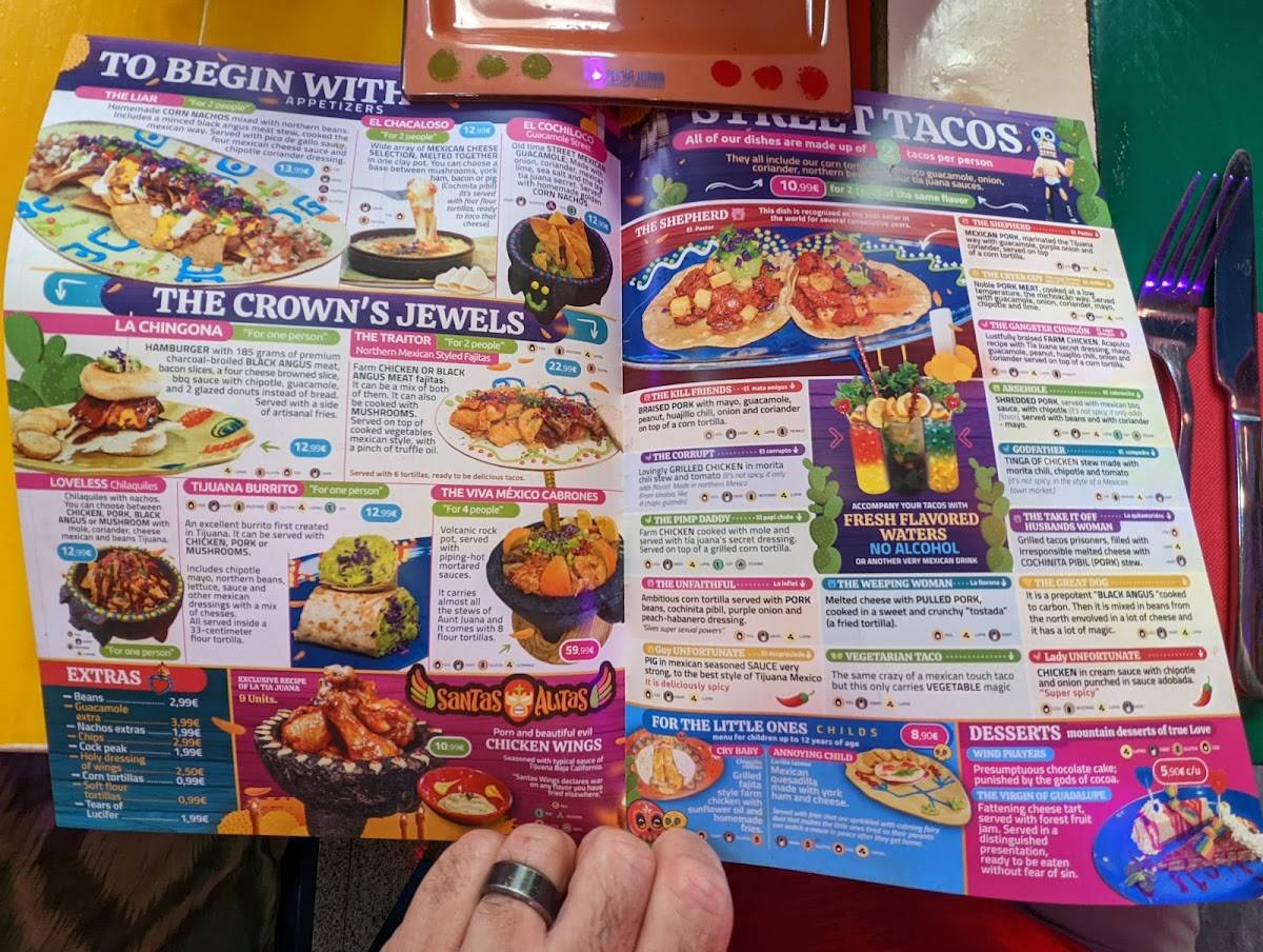 Menu at El Belga restaurant, Torrevieja