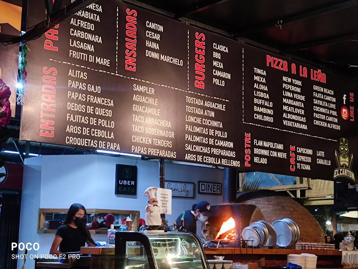 Carta de El Cantón Pizzería a la Leña, Zapopan