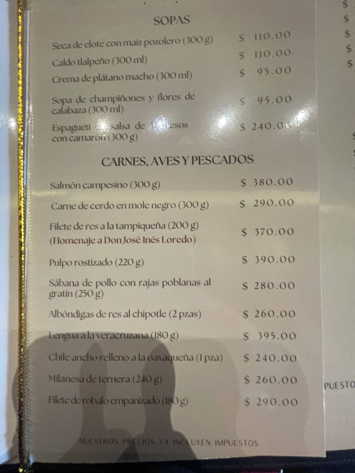 Carta del restaurante El Cardenal San Ángel, Ciudad del México, Av. del ...