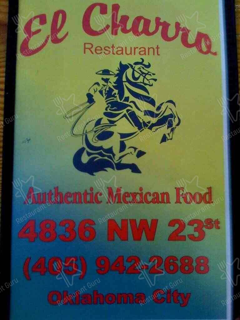 Carta de El Charro Restaurant, Oklahoma City