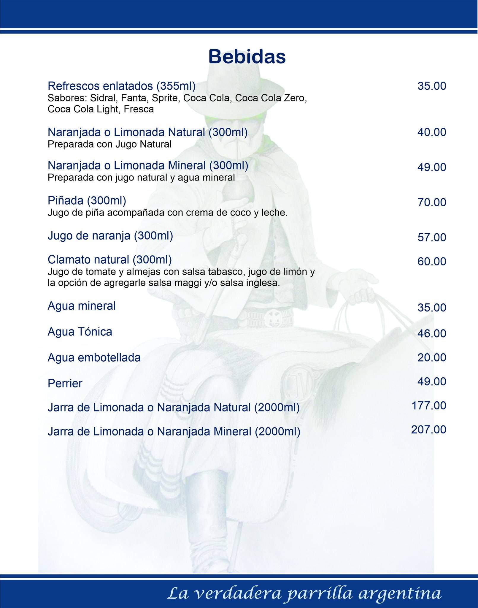 Carta del restaurante El Che, Villahermosa, C. Cedros 207