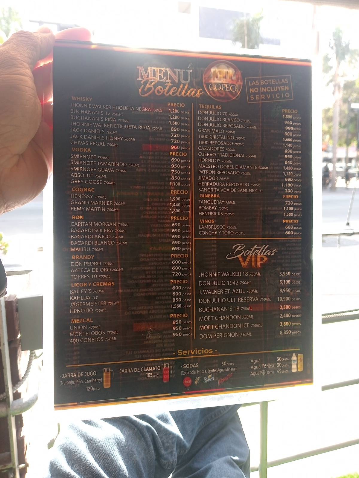 Carta del pub y bar El Copeo, Tijuana, Av. Revolución Sn