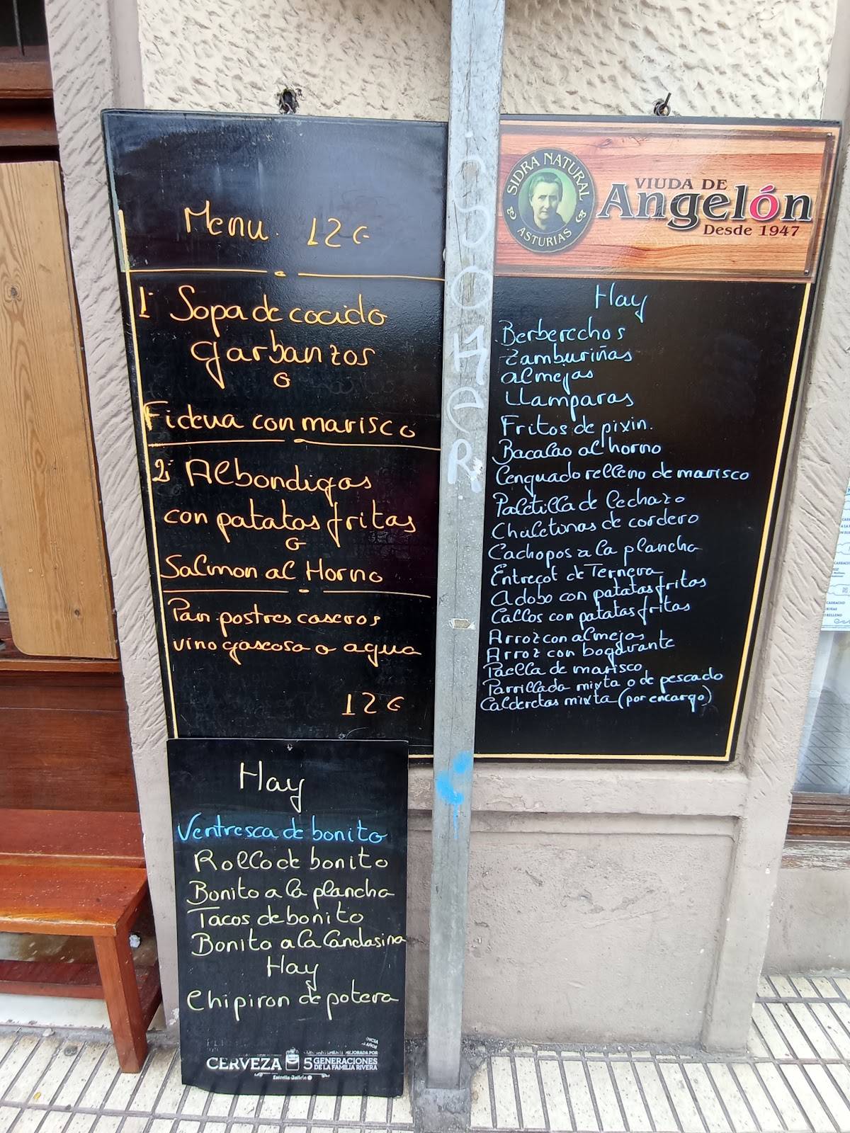Carta del restaurante El Cubano, Candás