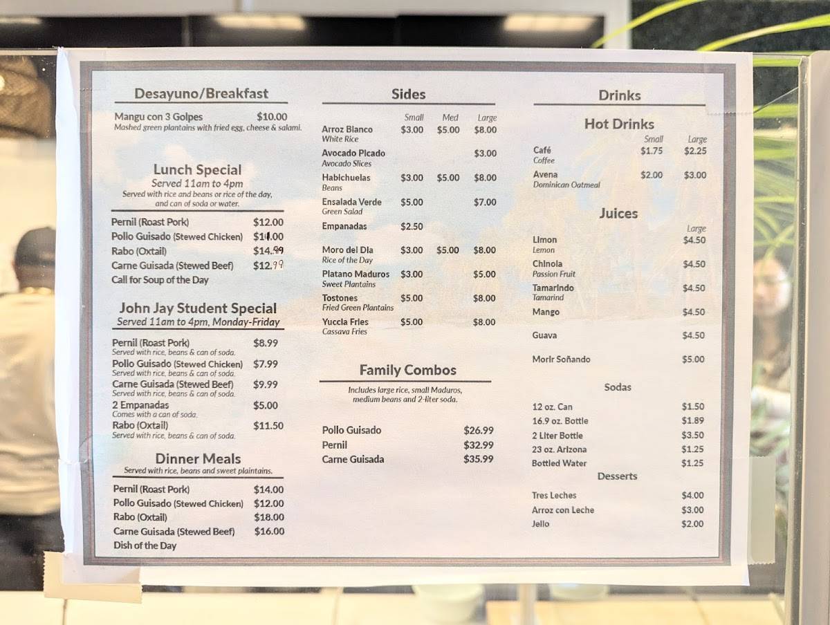 Menu at El Dominicano Restaurant, Hopewell Junction