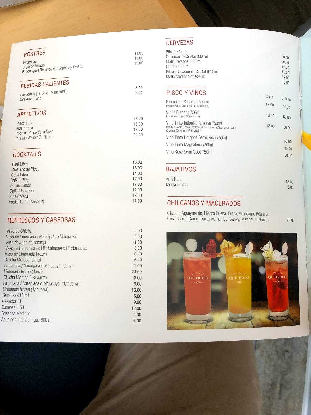 Carta del restaurante El Escondite - Blondet, San Isidro, Calle Armando ...