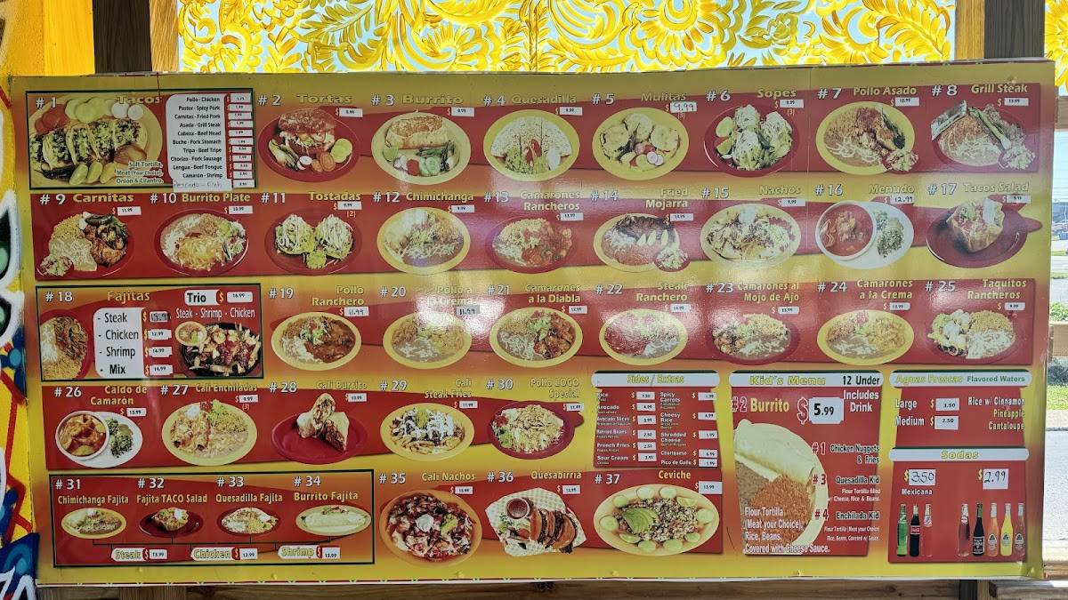 Menu at El Grullense Taqueria restaurant, Hendersonville