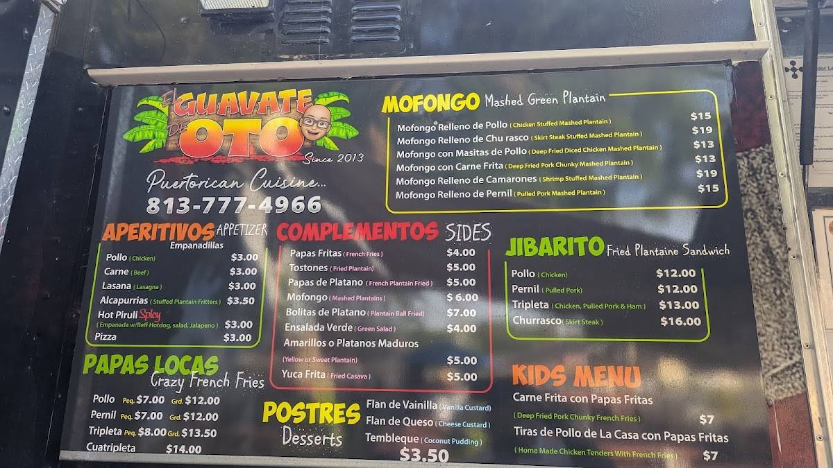 Menu at El Guavate de Oto restaurant, Riverview
