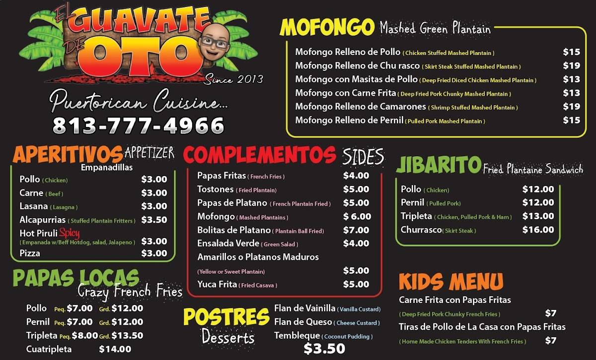 Menu at El Guavate de Oto restaurant, Riverview