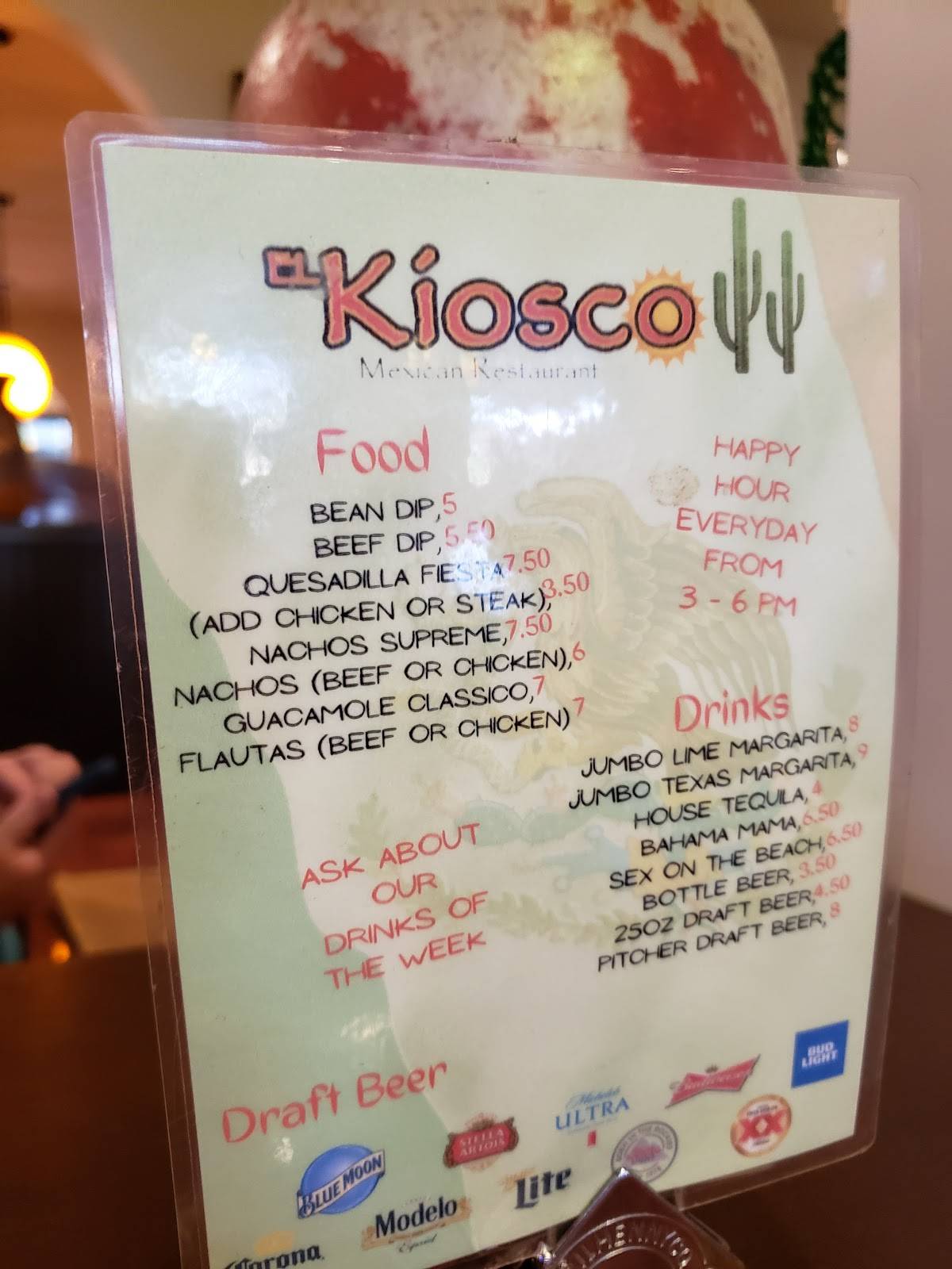 Menu at El Kiosco Mexican Restaurant, Grovetown