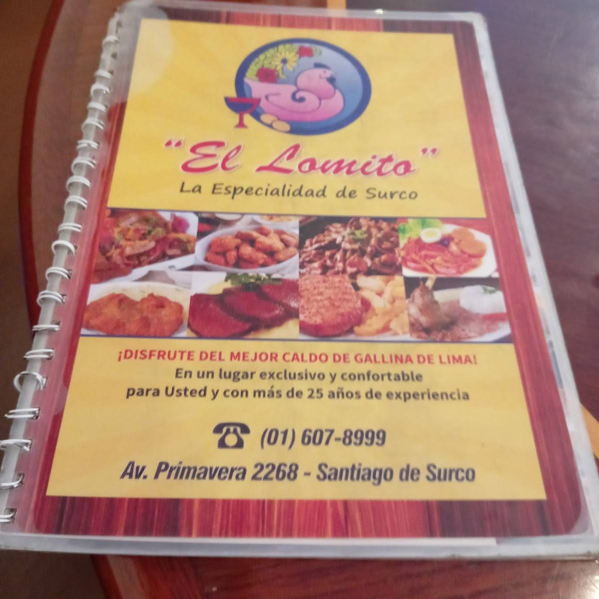 Carta del restaurante El Lomito, Santiago del Surco, Av. Primavera 2268