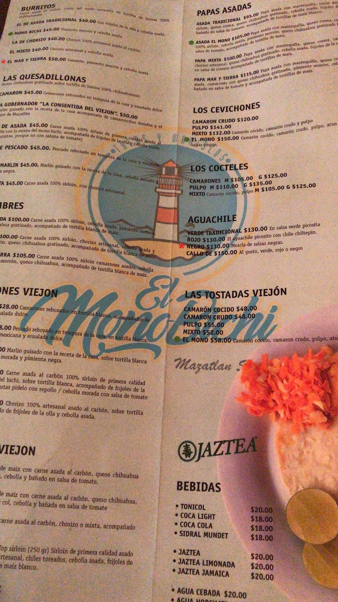 Carta del restaurante El Mono Bichi Juriquilla, Juriquilla, Boulevard ...