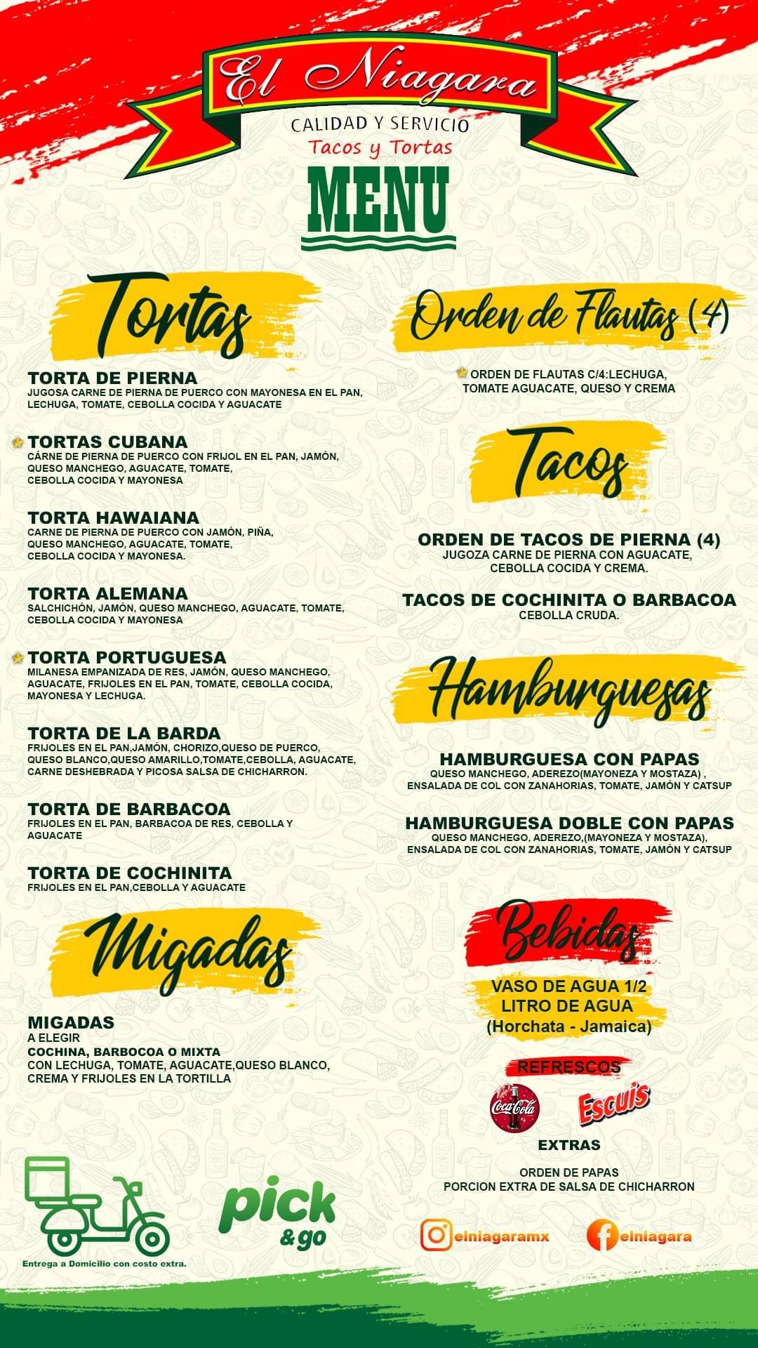Menu at El Niagara Centro De Tampico restaurant, Tampico, Churchs Chicken