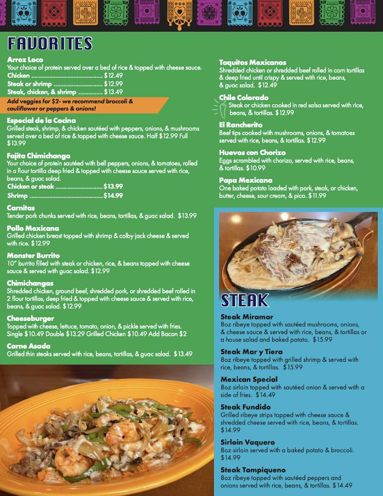 Menu at El Palenque Mexican Restaurant, Duncan Falls