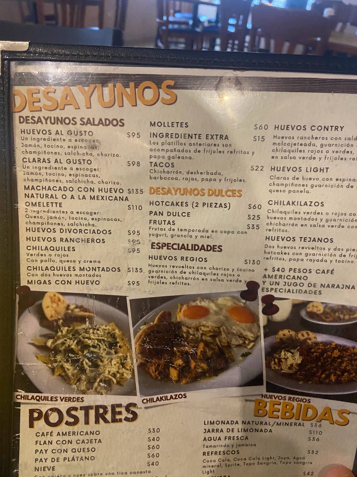 Menu at El Palmito restaurant, Monterrey, Av. Eugenio Garza Sada #3973