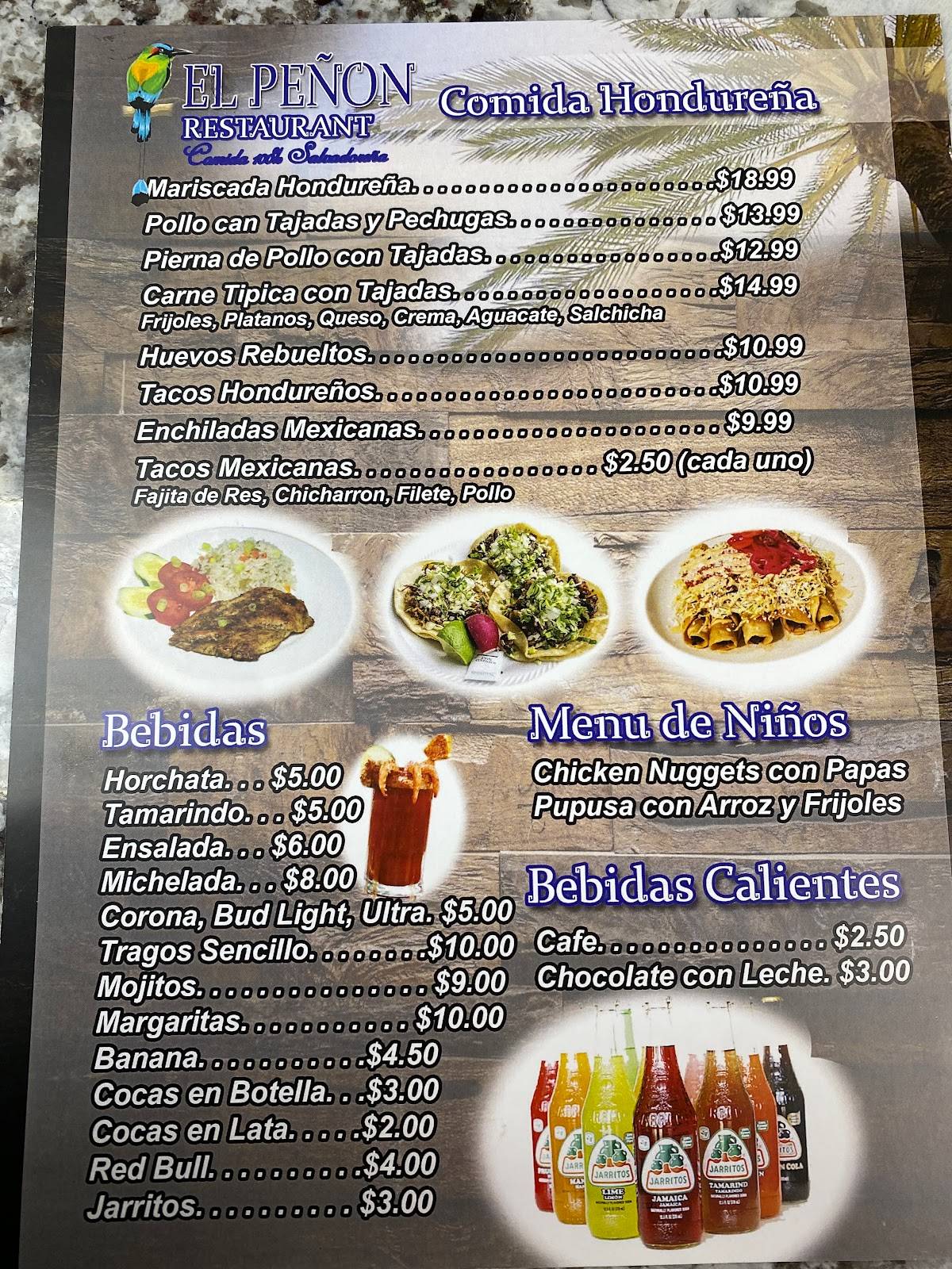 Menu at El Peñon Restaurante Salvadoreño, Irving