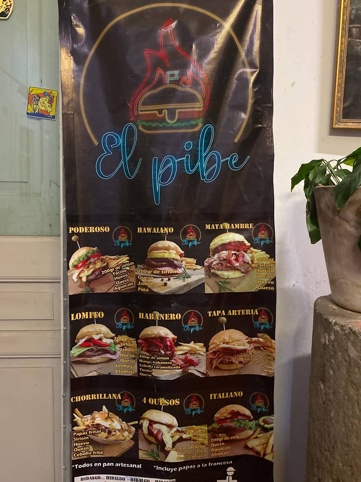Carta del restaurante El Pibe, Guadalajara