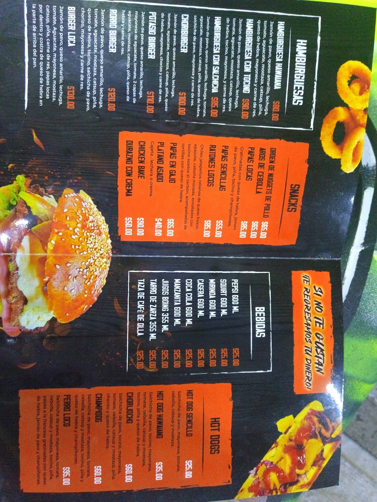 Carta del restaurante El RORRO BURGER, Coatepec