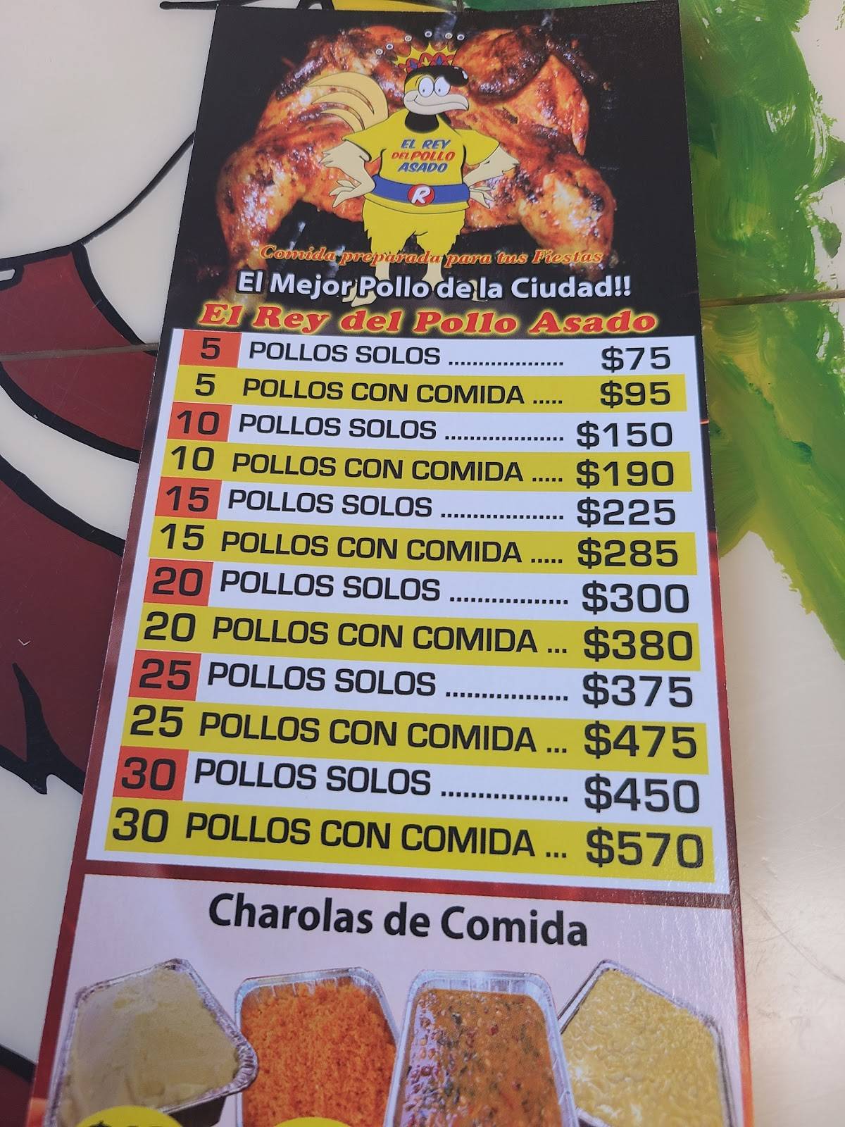 Menu at El Rey del Pollo Asado restaurant, Palatine