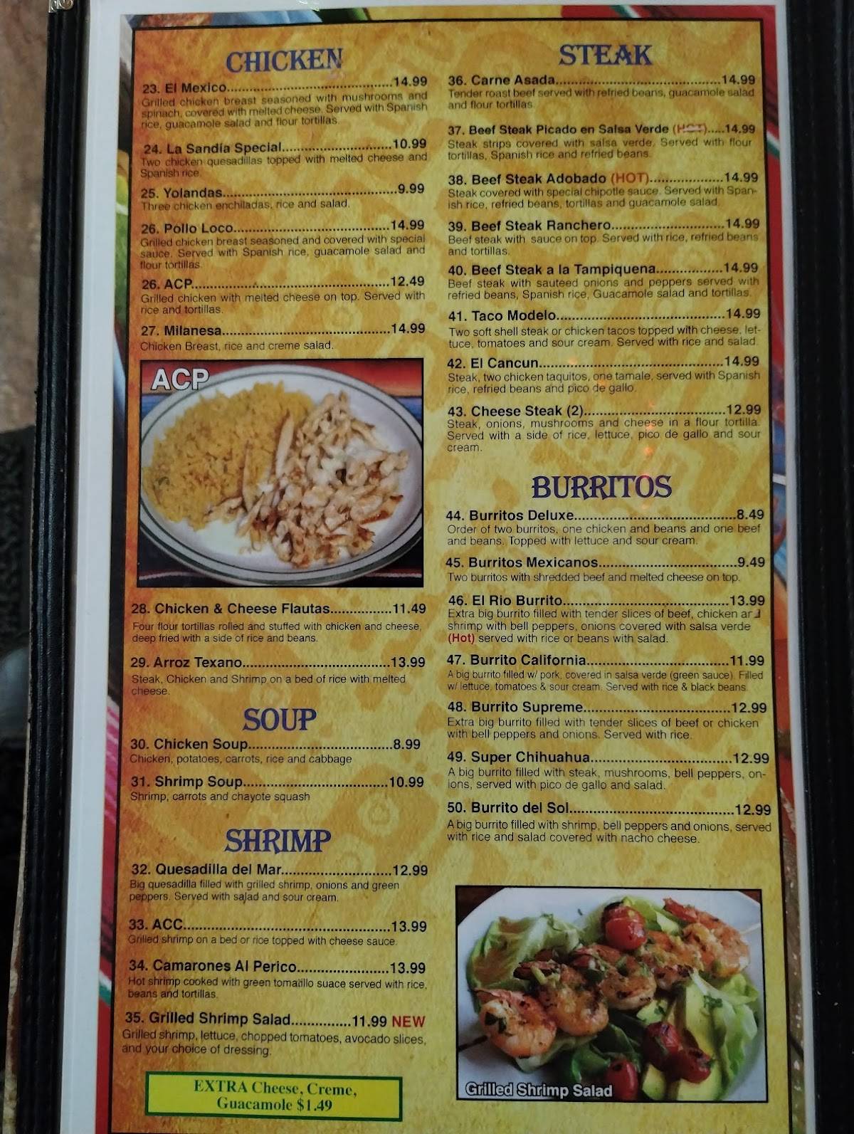 Menu at El Rio Mexican Restaurant, Creedmoor, E Lyon Station Rd B