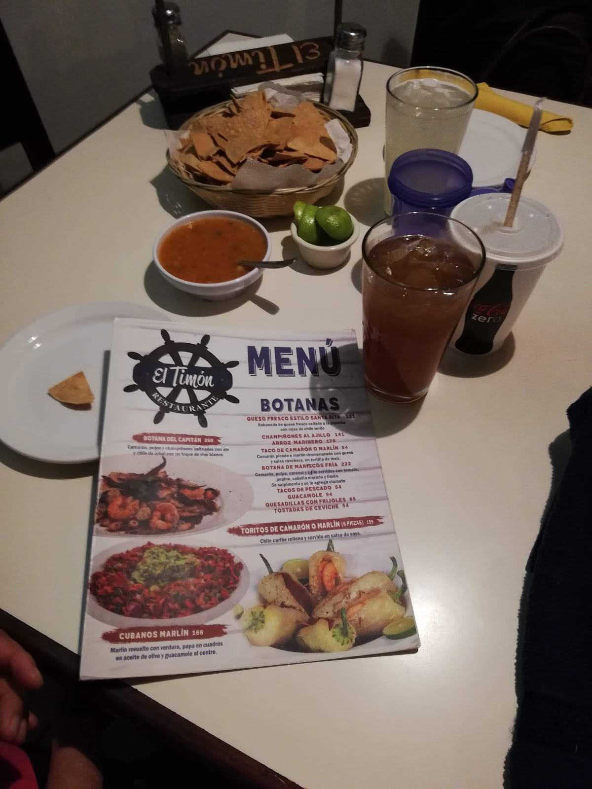Carta de Restaurante El Timón, Caborca