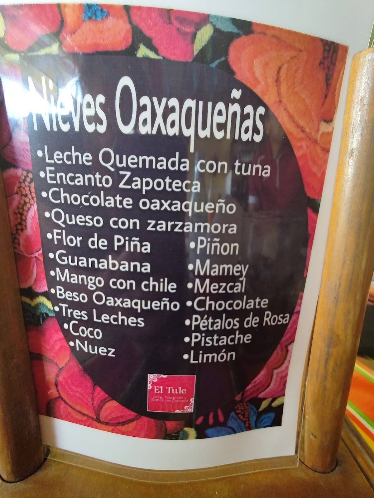 Carta del restaurante El tule, San Nicolás del los Garza