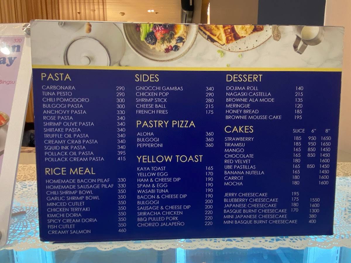 Menu at Elim Central cafe, Cebu City