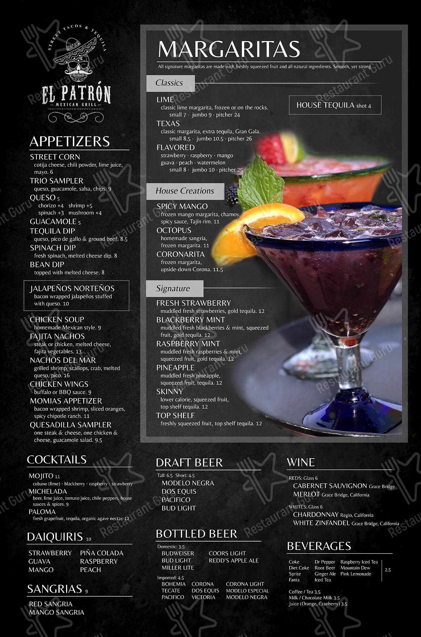 Menu at El Patron Mexican Restaurant, Elyria