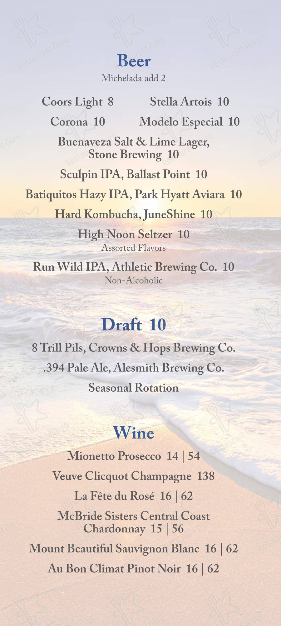 Menu at Ember & Rye steakhouse, Carlsbad