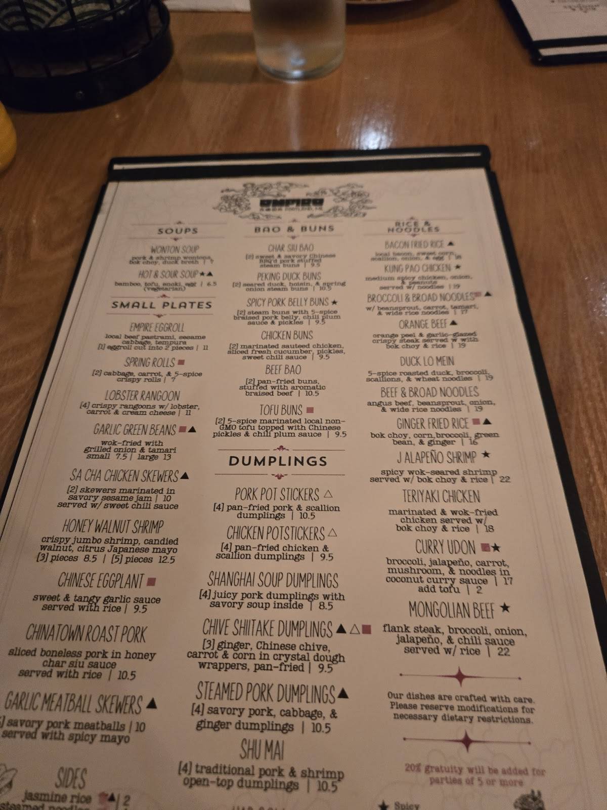 Menu at Empire Chinese Kitchen restaurant, Portland