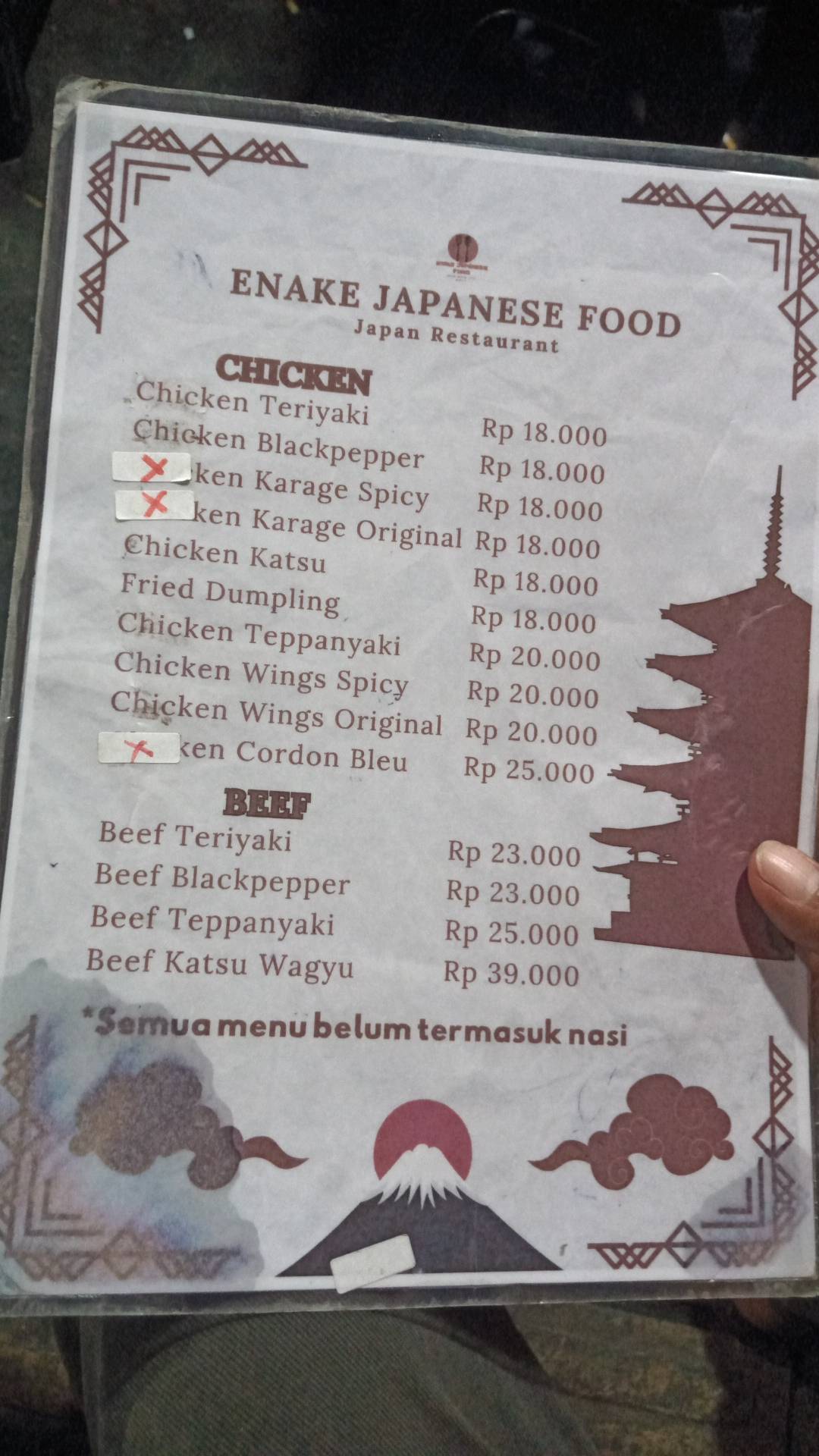 Menu at Enake Japanese Food restaurant, Semarang