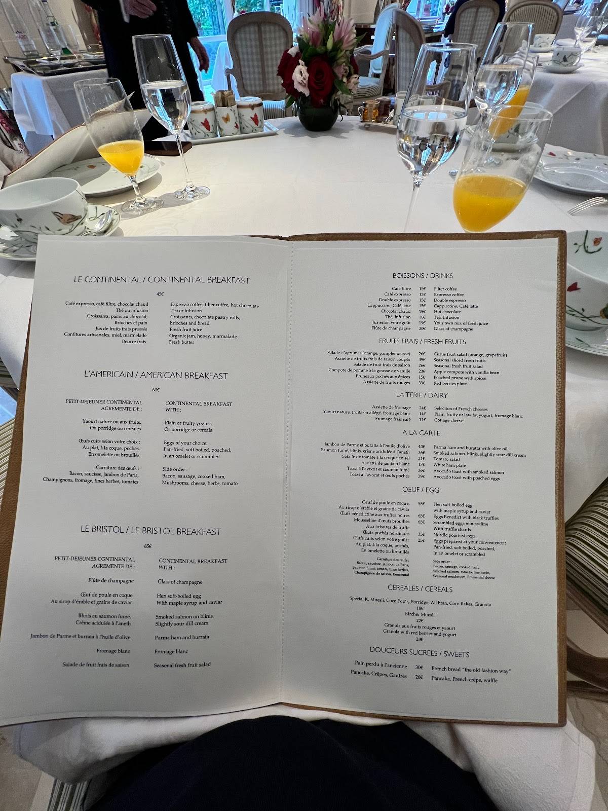 Menu at Epicure restaurant, Paris, 112 Rue du Faubourg Saint-Honoré