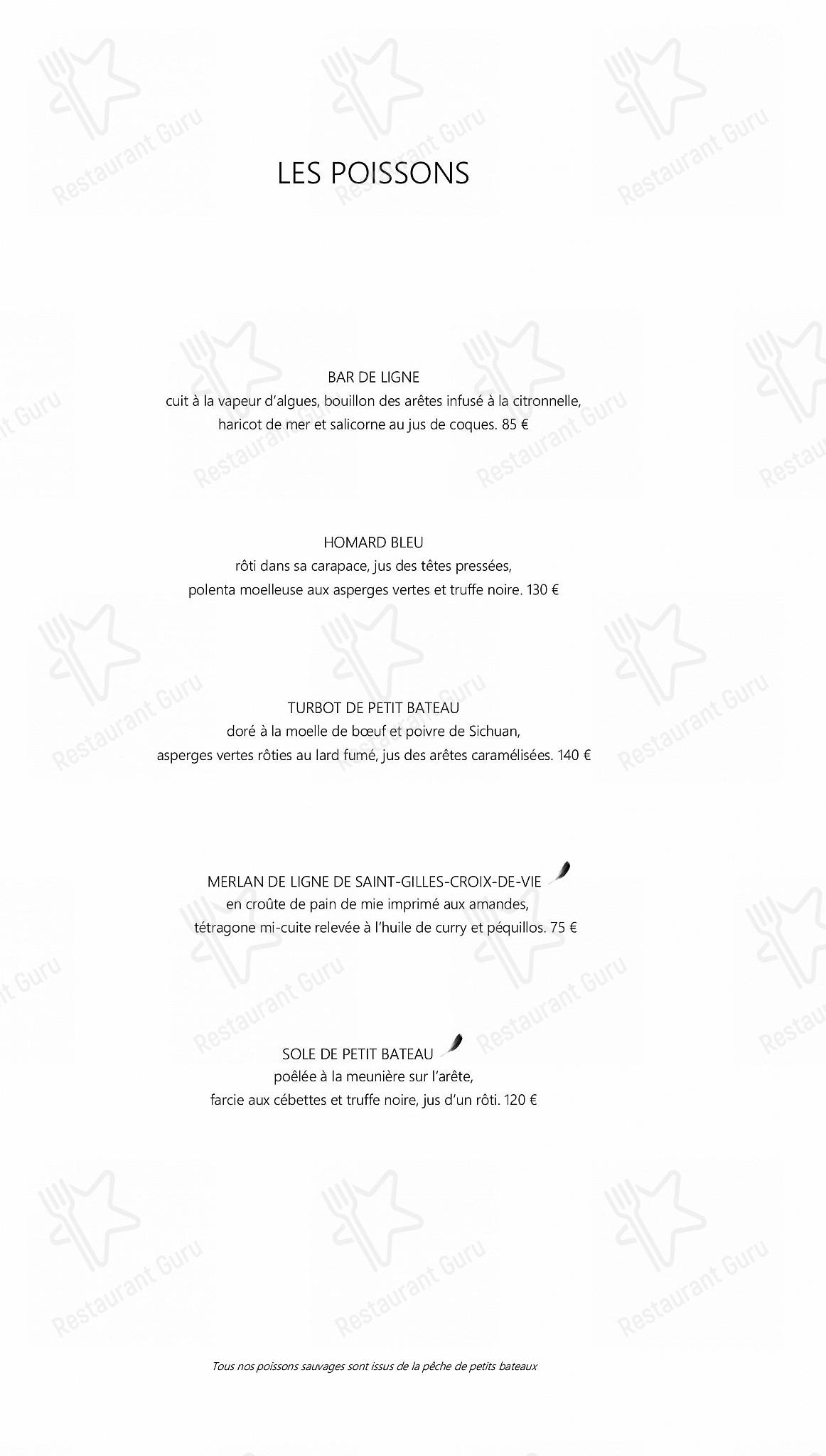 Menu at Epicure restaurant, Paris, 112 Rue du Faubourg Saint-Honoré
