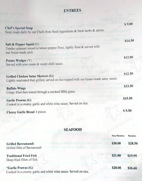 Menu at Epping RSL restaurant, Epping, 195 Harvest Home Rd