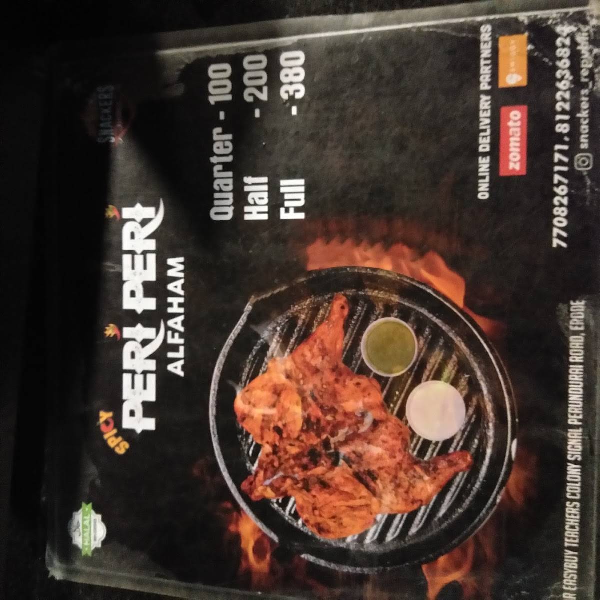 Menu at Snackers Republic, Erode