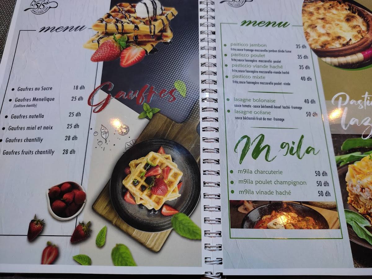 Menu au Dima CinQ CinQ : Café, Restaurant & Pâtisserie, Errachidia